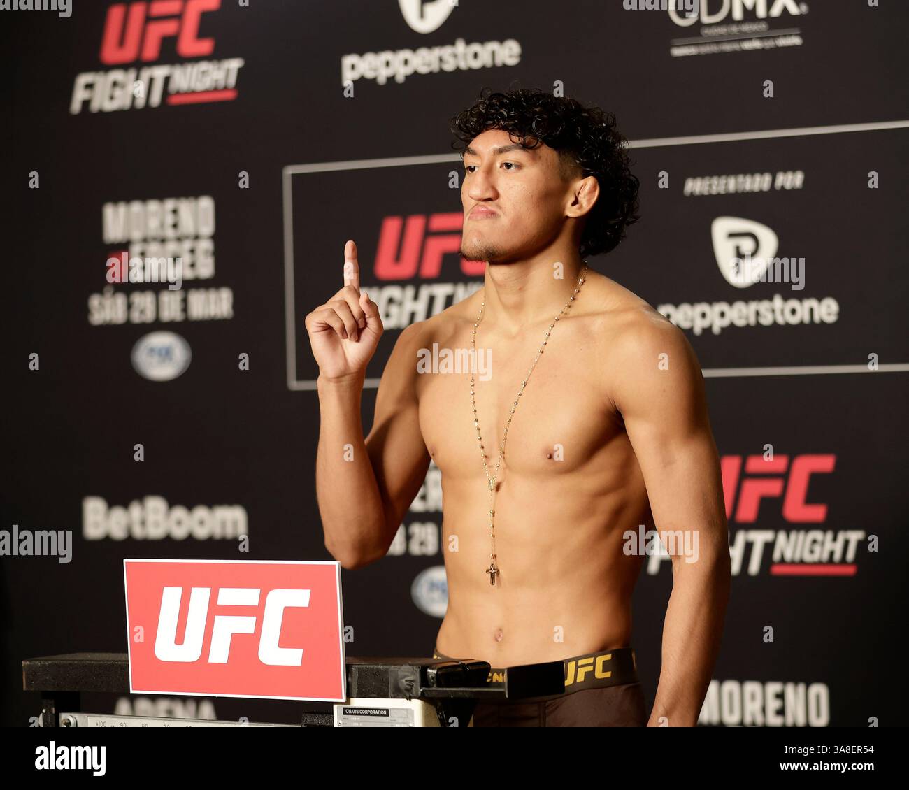 Mexico City, Mexico, MEX. 28th Mar, 2025. poses on the scale during ...