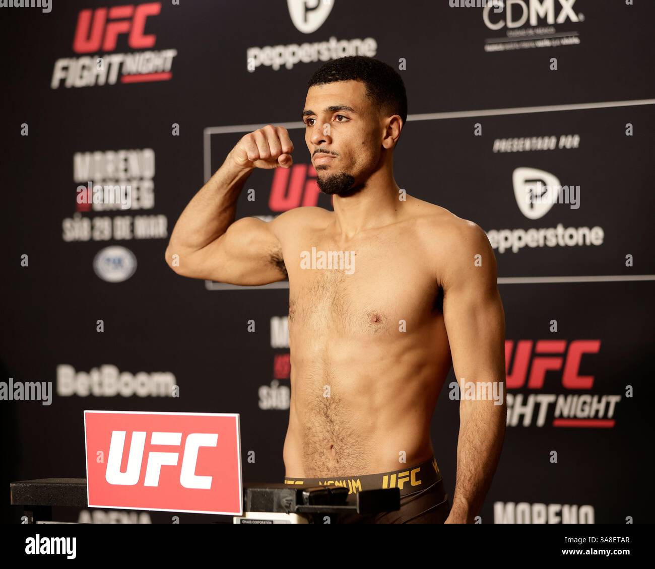 Mexico City, Mexico, MEX. 28th Mar, 2025. poses on the scale during ...