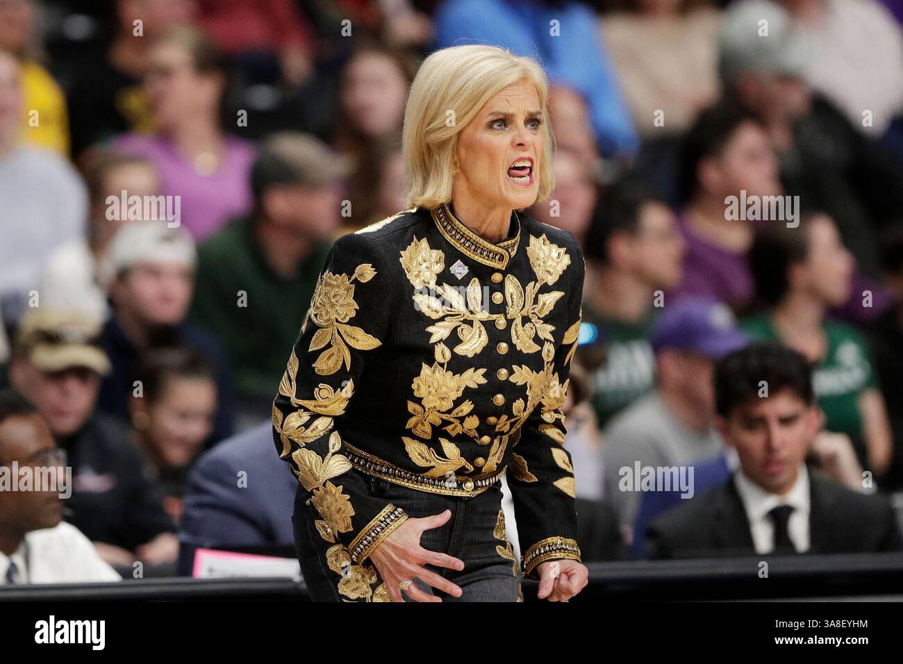 LSU head coach Kim Mulkey directs her team during the first half ...