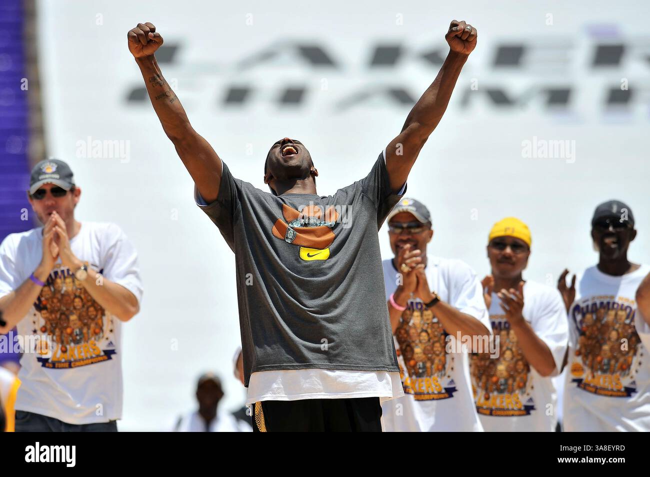 June 17, 2009 Los Angeles, CA..Kobe Bryant is introduced during the Los ...