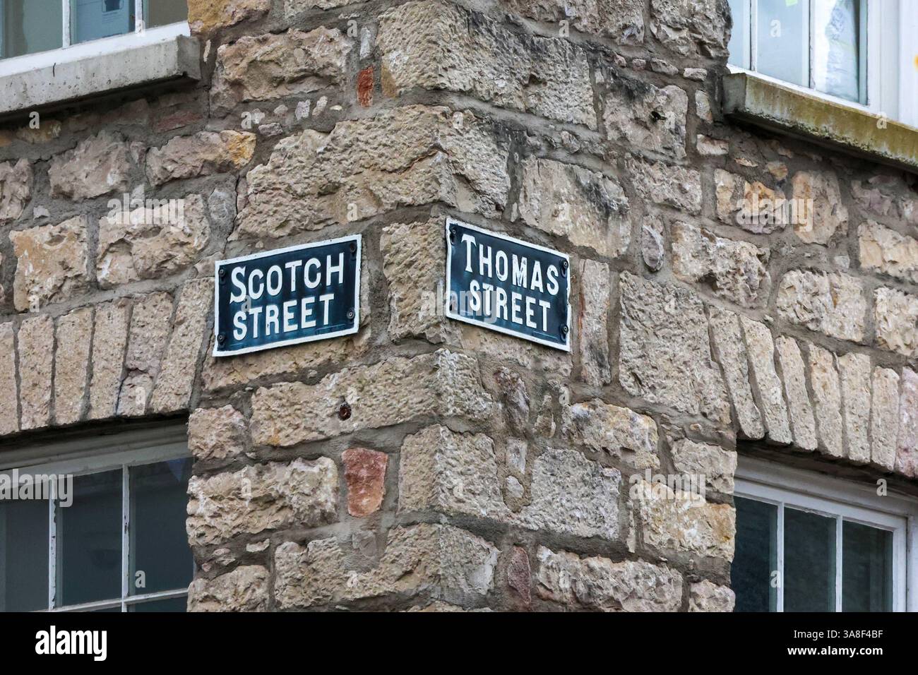 Street name signs Armagh, Scotch Street Thomas Street Armagh Stock ...