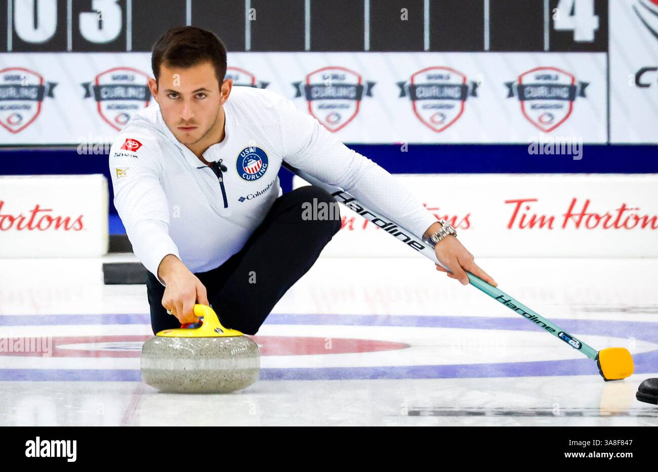 Calgary, Canada. 05th Nov, 2022. United States skip Korey Dropkin makes ...