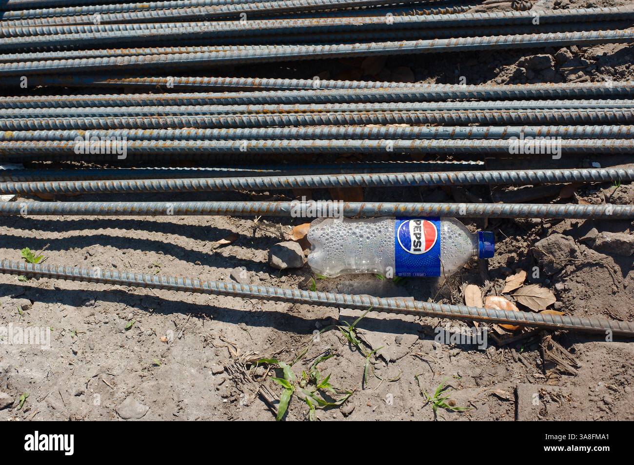 Editorial Use Only March 27, 2025 St. Petersburg, FL, USA. Close up loose bundle of steel ...