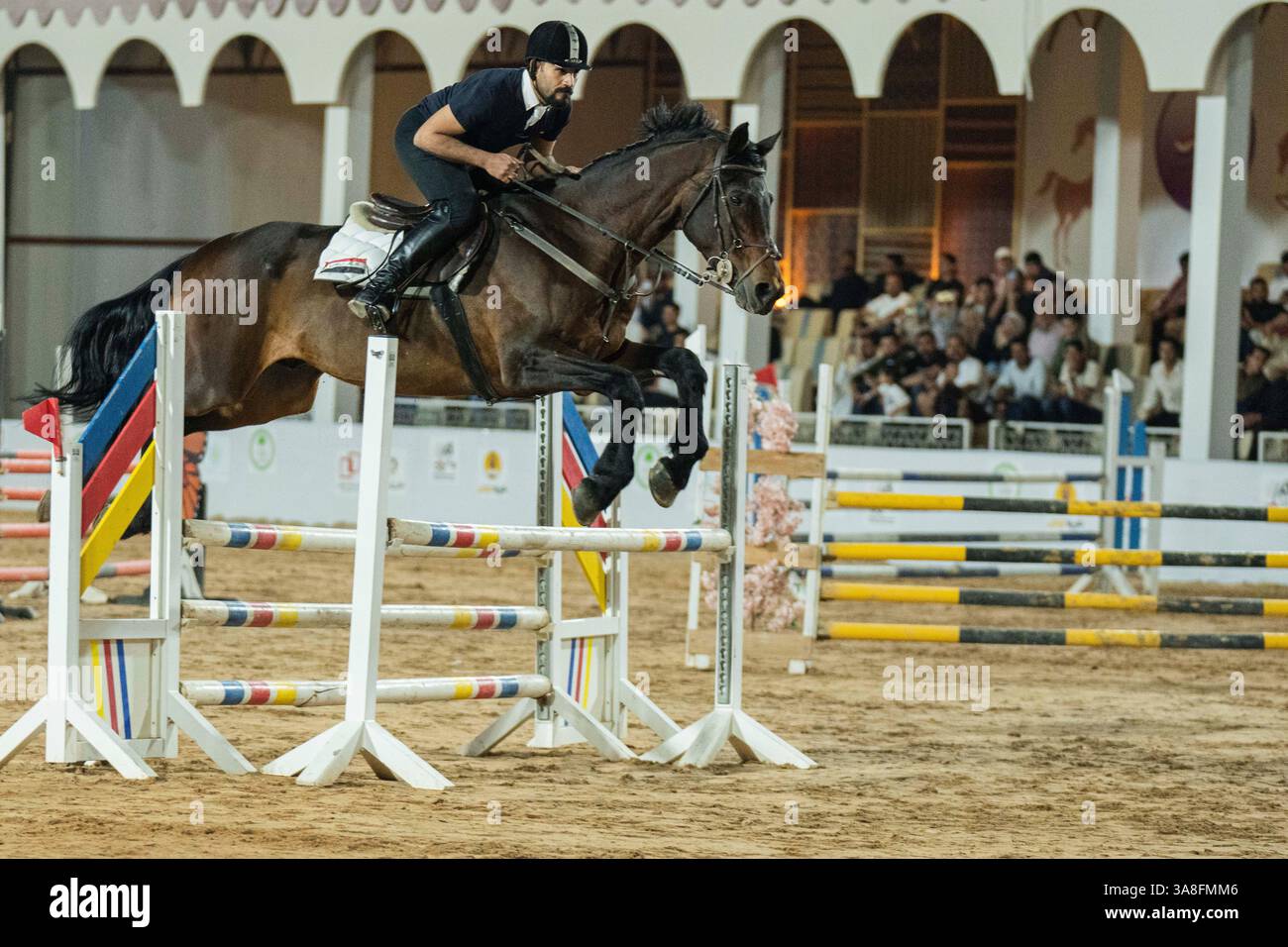 Ammar Amer on his horse competes in the Show Jumping Championship at ...