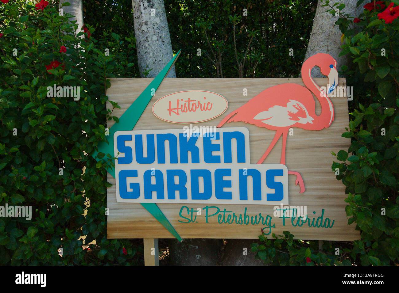 Editorial Use Only St. Petersburg, Florida, USA March 27, 2025. Sign for Sunken Gardens and ...