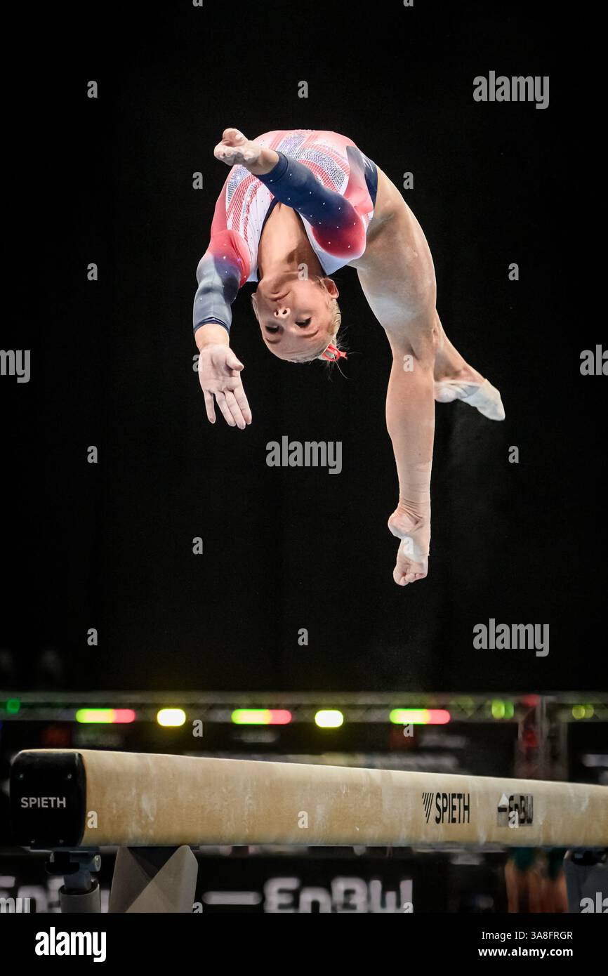 Frances Stone (GBR) am Schwebebalken / 40. EnBW DTB Pokal, 28.03.2025 ...