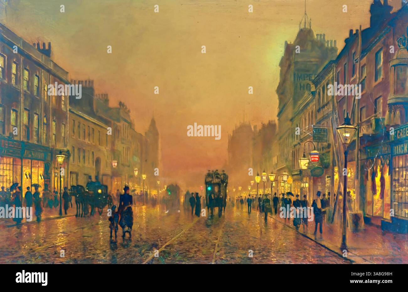 Briggate, Leeds, 1891 (painting) by Grimshaw, John Atkinson (1836-93 ...