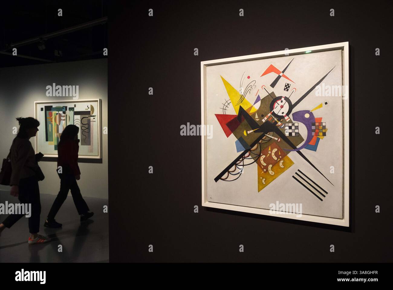A painting title: "Vassily Kandinsky, Auf Weiss II" is seen during the ...