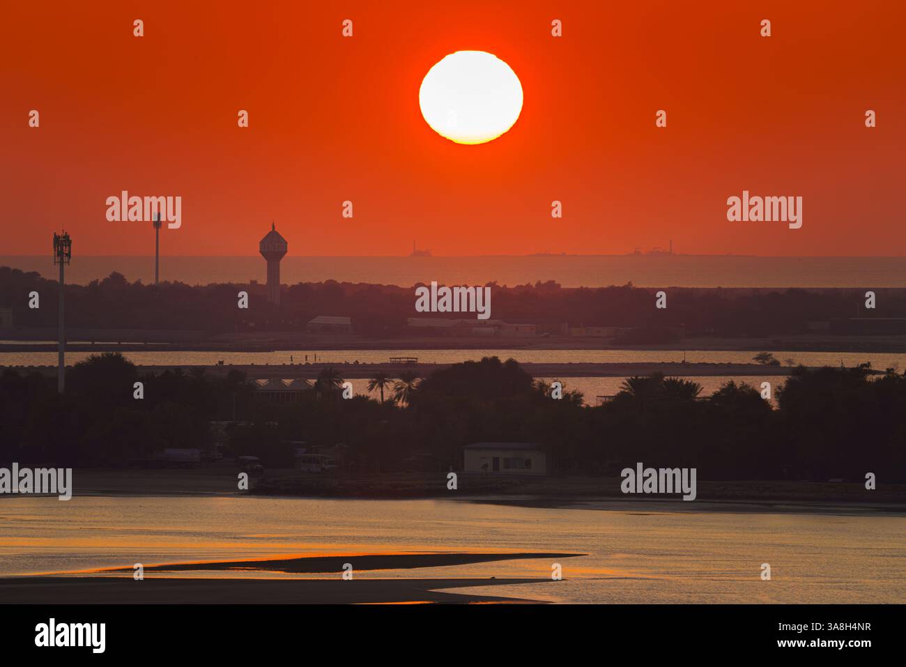 Sir Bani Yas island, United Arab Emirates, a panoramic view of island ...