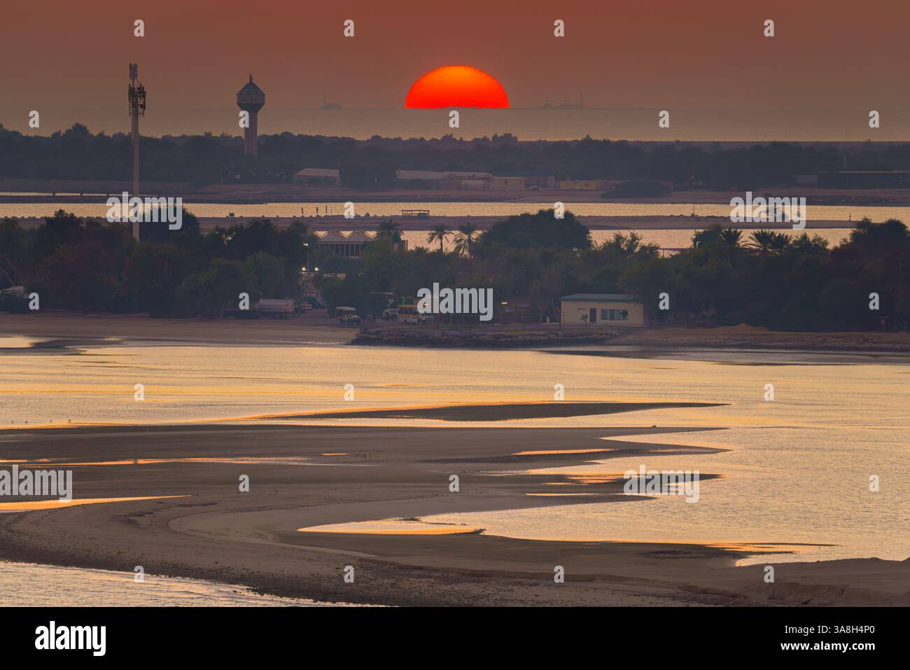 Sir Bani Yas island, United Arab Emirates, a panoramic view of island ...