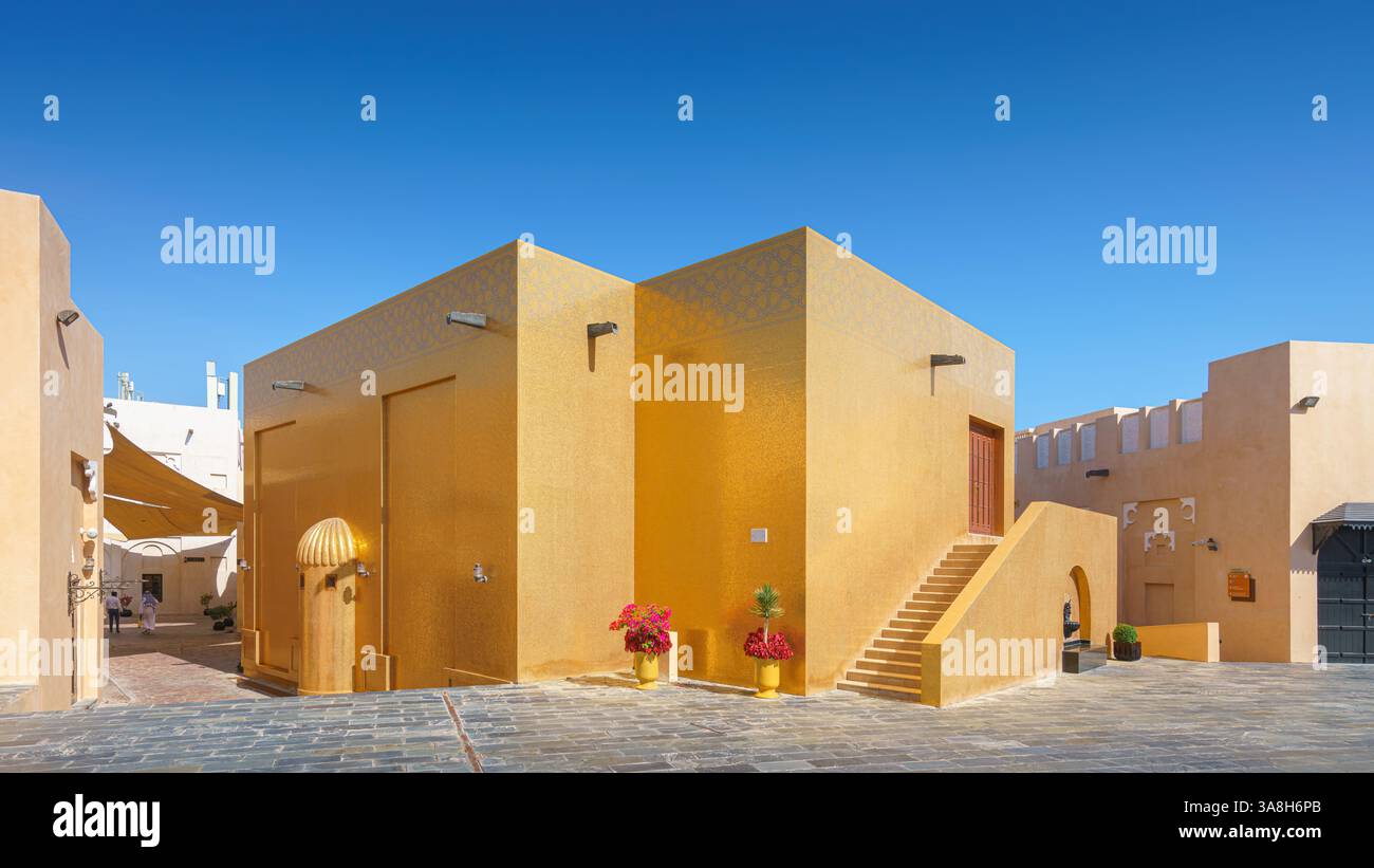 Doha, Qatar - Jan 14 2024, Panoramic view of Golden Mosque decorated ...