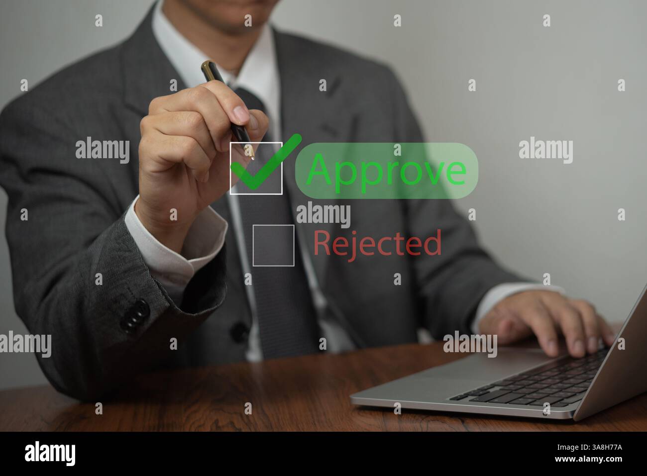 Business decision-making process showing approval and rejection options ...