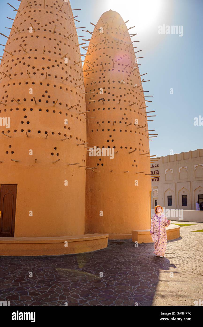 Doha, Qatar- Jan 14 2024, a view of traditional Arabian pigeon house ...