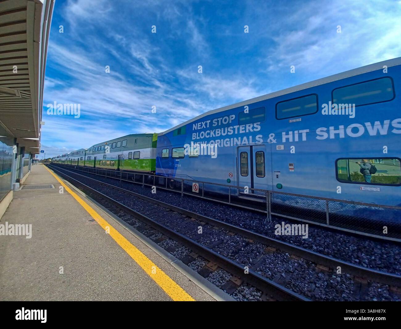 Burlington, ON, Canada – August 2, 2024: View of the Bronte GO train ...