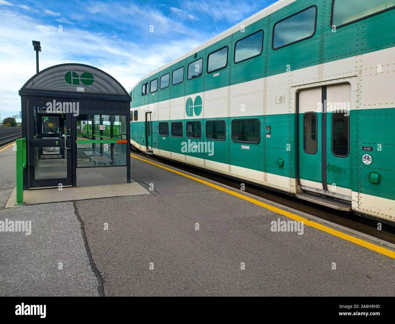 Etobicoke, ON, Canada – October 20, 2024: View of the Mimico Go train ...