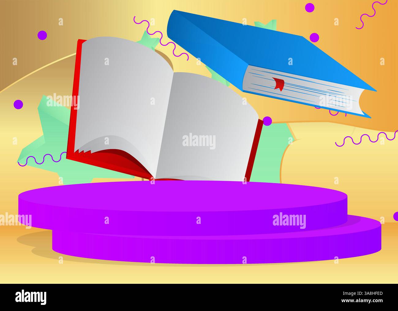 Mockup product display with Book. Vector cylinder pedestal podium ...