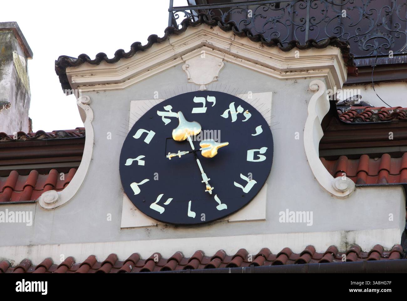 October 24, 2013 - Prague - Clock on the Jewish Town Hall or zidovska ...