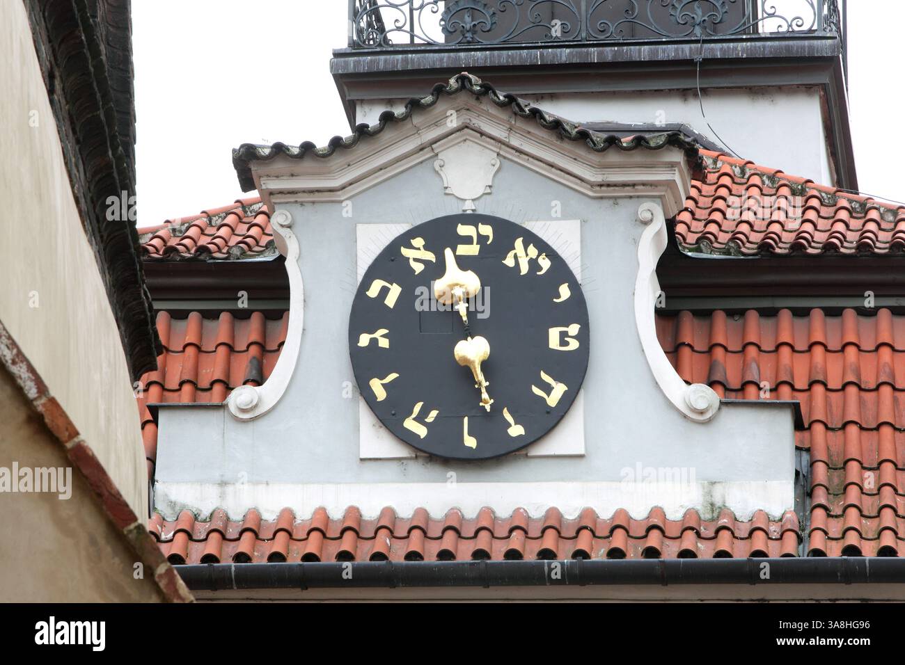October 25, 2013 - Prague - Clock on the Jewish Town Hall or zidovska ...