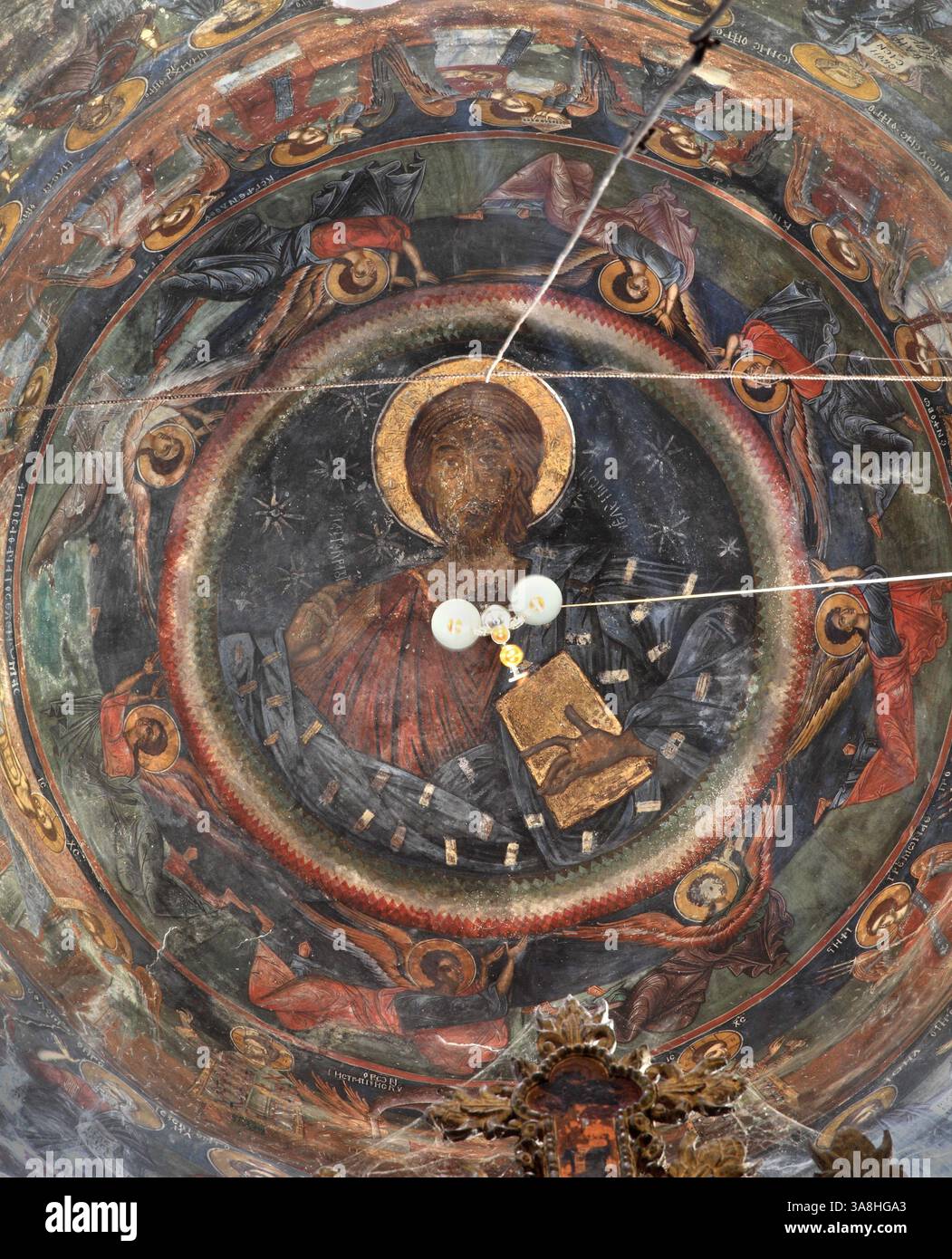 July 4, 2014 - Labova E Kryqit, Albania - Ceiling fresco of Christ ...