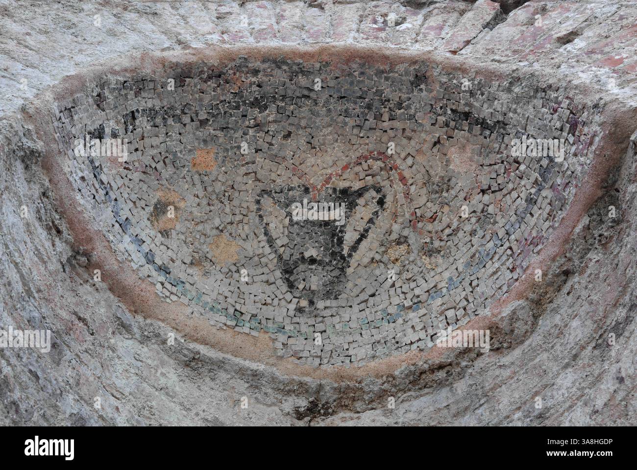 July 6, 2014 - Butrint, Albania - Mosaic in the niches of the Nymphaeum ...