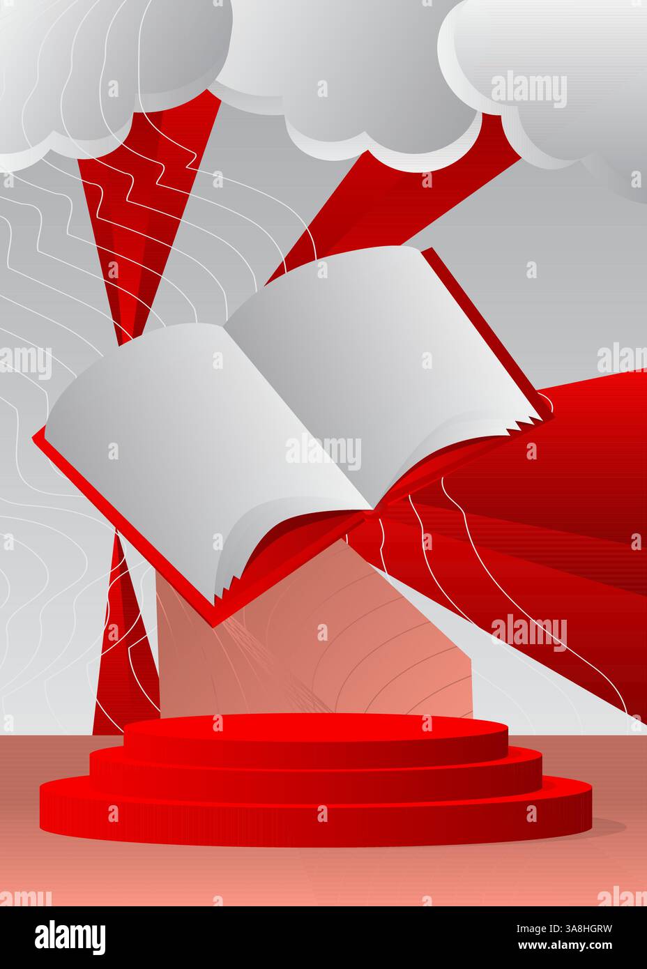 Mockup product display with Book. Vector cylinder pedestal podium ...