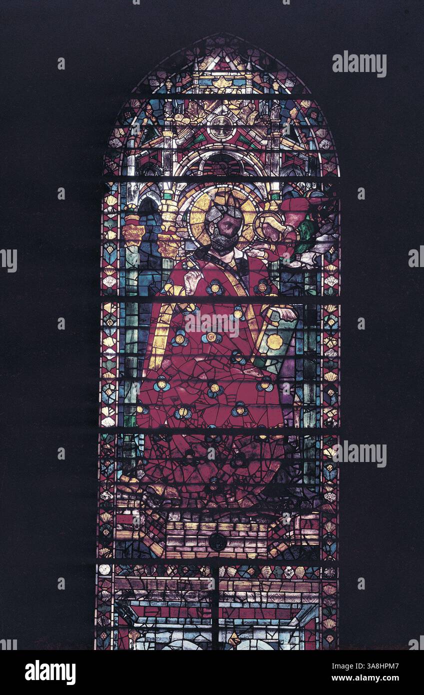 Ghiberti Lorenzo, Window with saint enthroned, 15th Century, stained ...