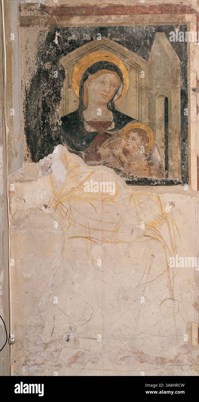 Giacomo da Riva, Enthroned Madonna and Child, 14th Century, fragmentary ...