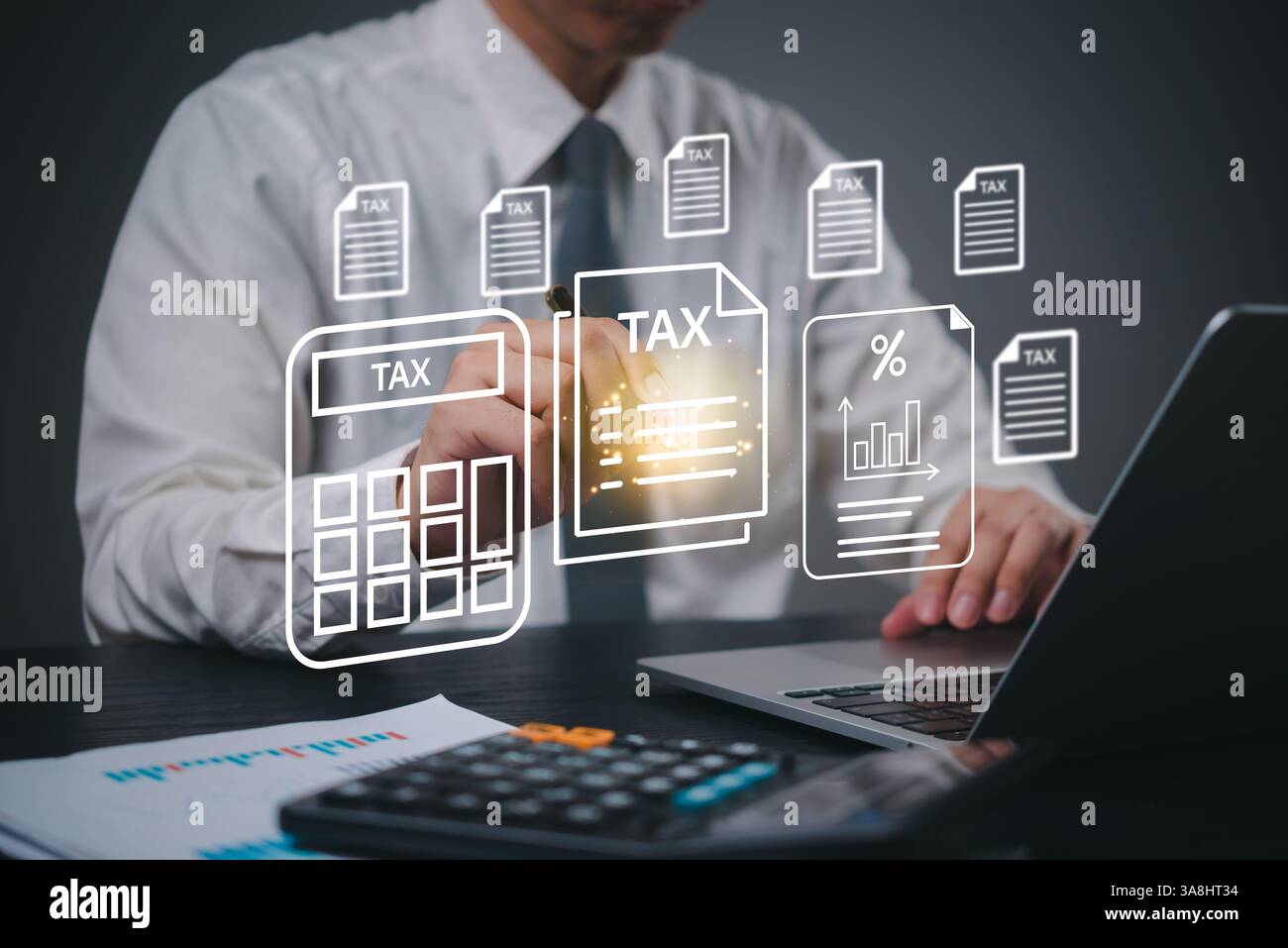 Planning and financial management, featuring a manager analyzing data ...