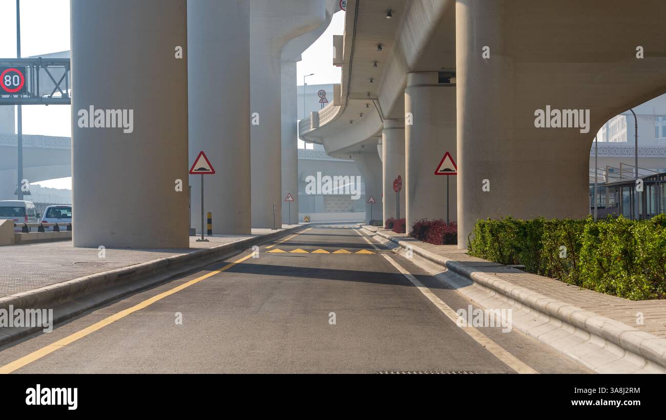 Doha, Qatar - February 24, 2025: A modern highway view of Sabah Al ...