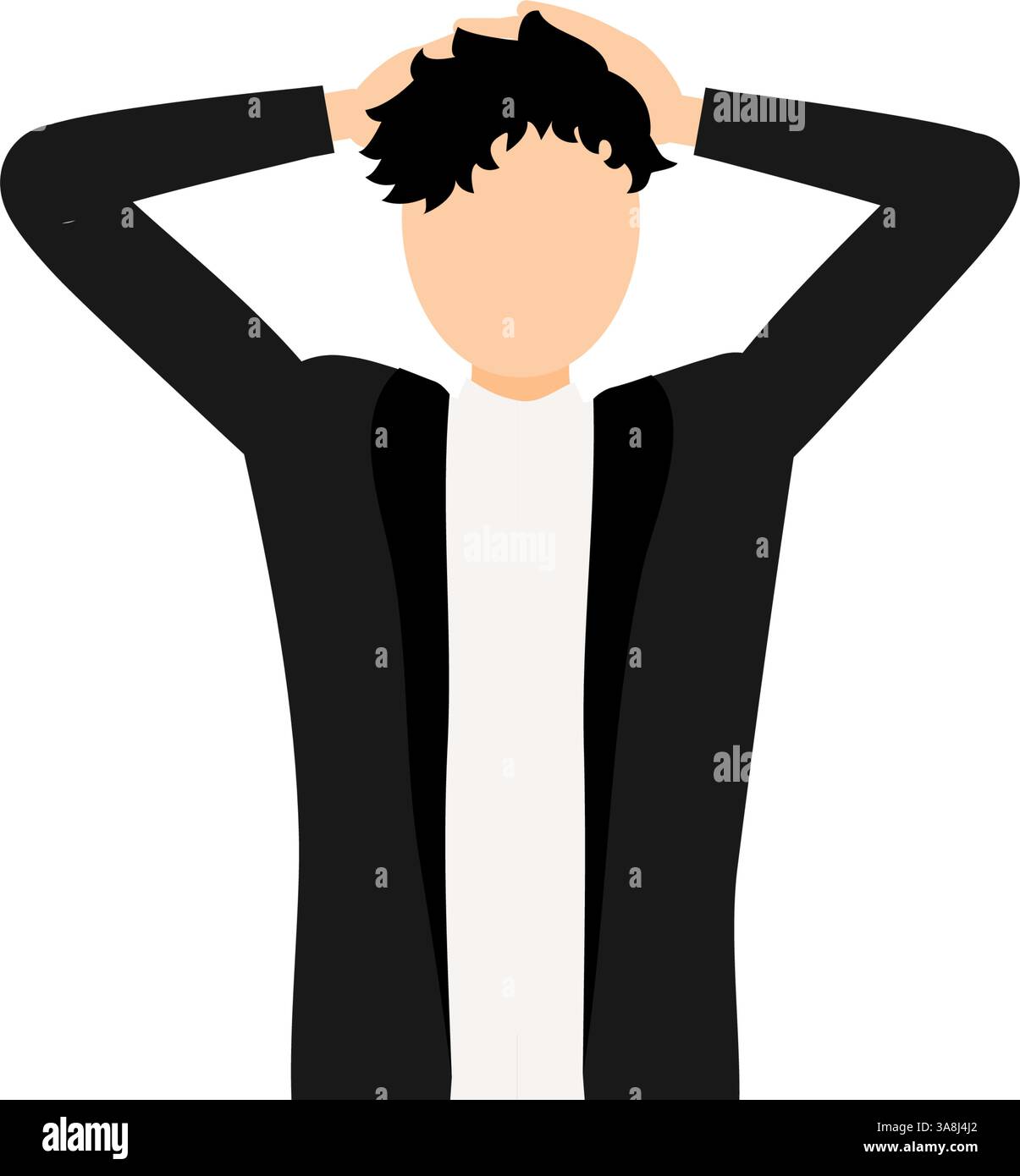 Simple illustration of a man in a black jacket with his hands behind ...