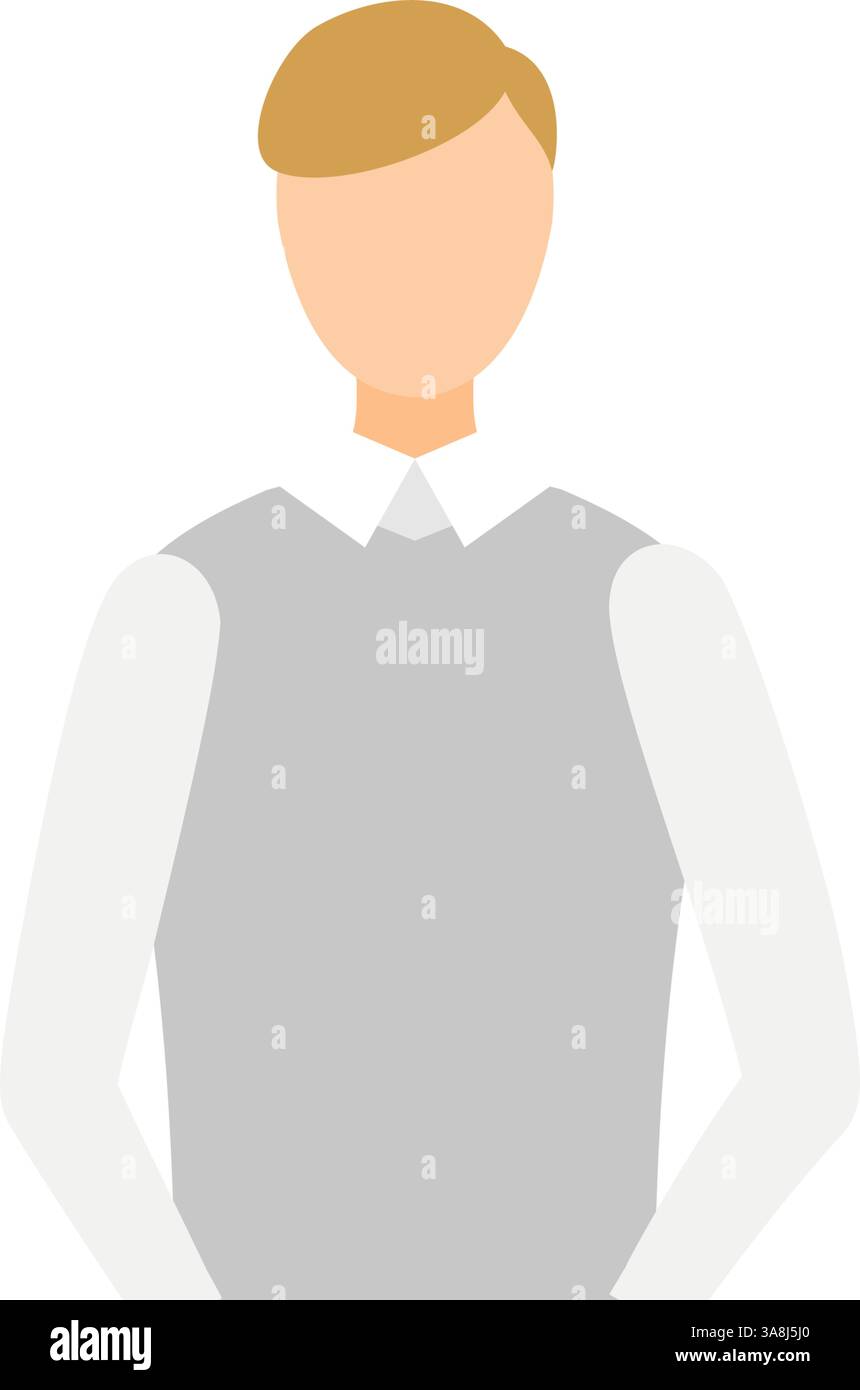 Simple illustration of a man in a gray vest, Vector Illustration Stock ...