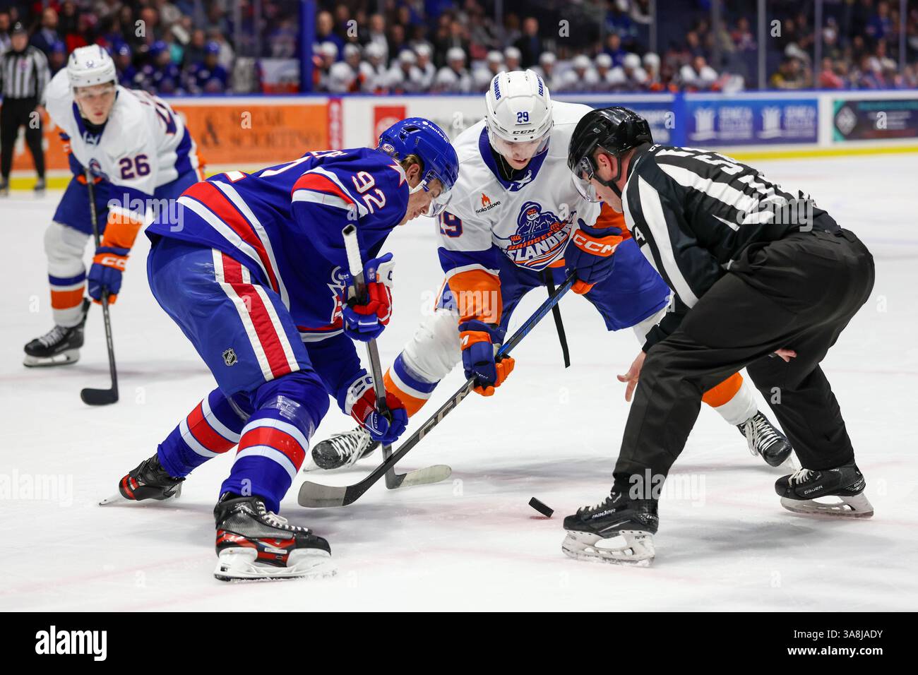 Rochester, New York, USA. 28th Mar, 2025. Rochester Americans forward ...