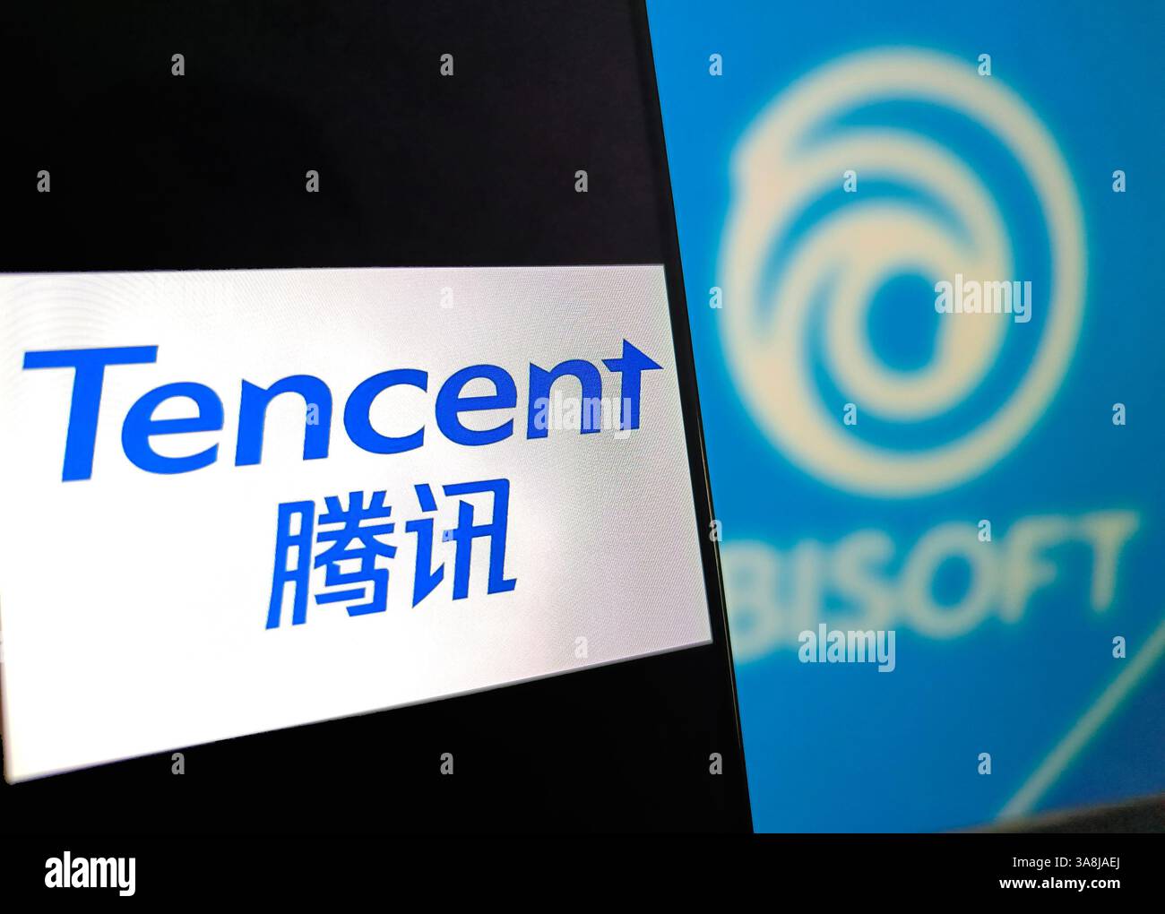 SUQIAN, CHINA - MARCH 29, 2025 - A illustration photo show the Tencent ...