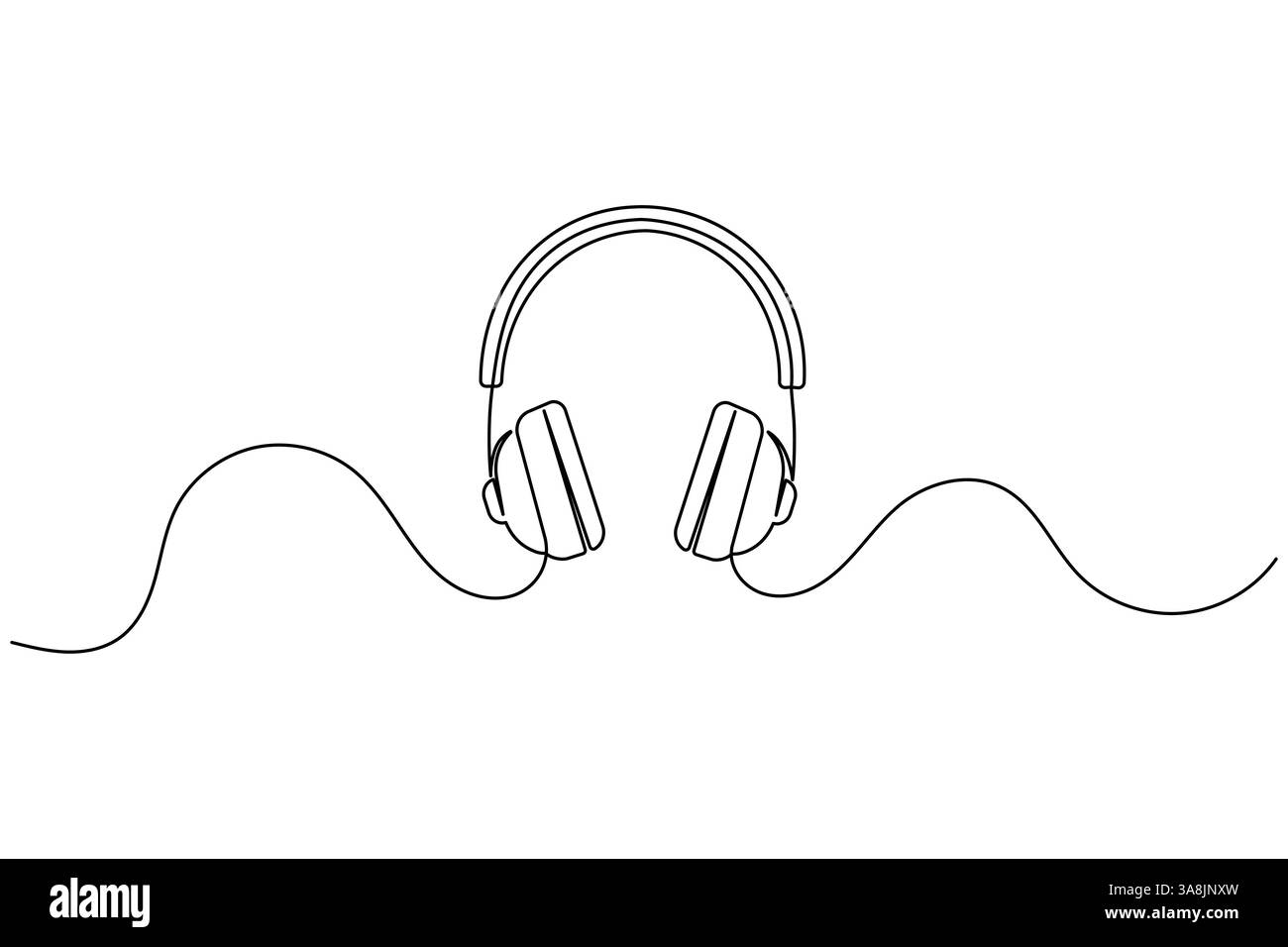 Headphone continuous one line drawing and minimalist style isolate ...
