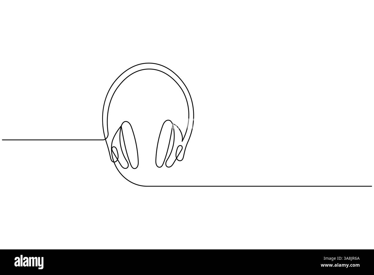 Headphone continuous one line drawing and minimalist style isolate ...