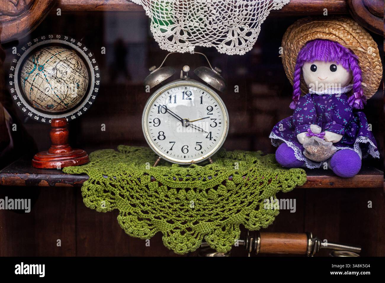 antique interior with old clock. Time change. retro time Stock Photo ...