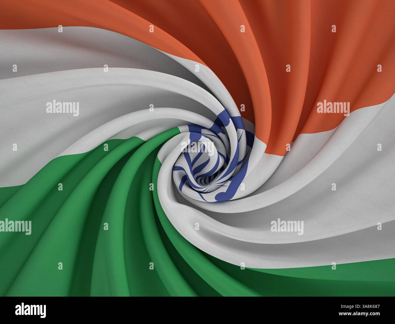 Twisted textile India flag background. 3d illustration Stock Photo - Alamy