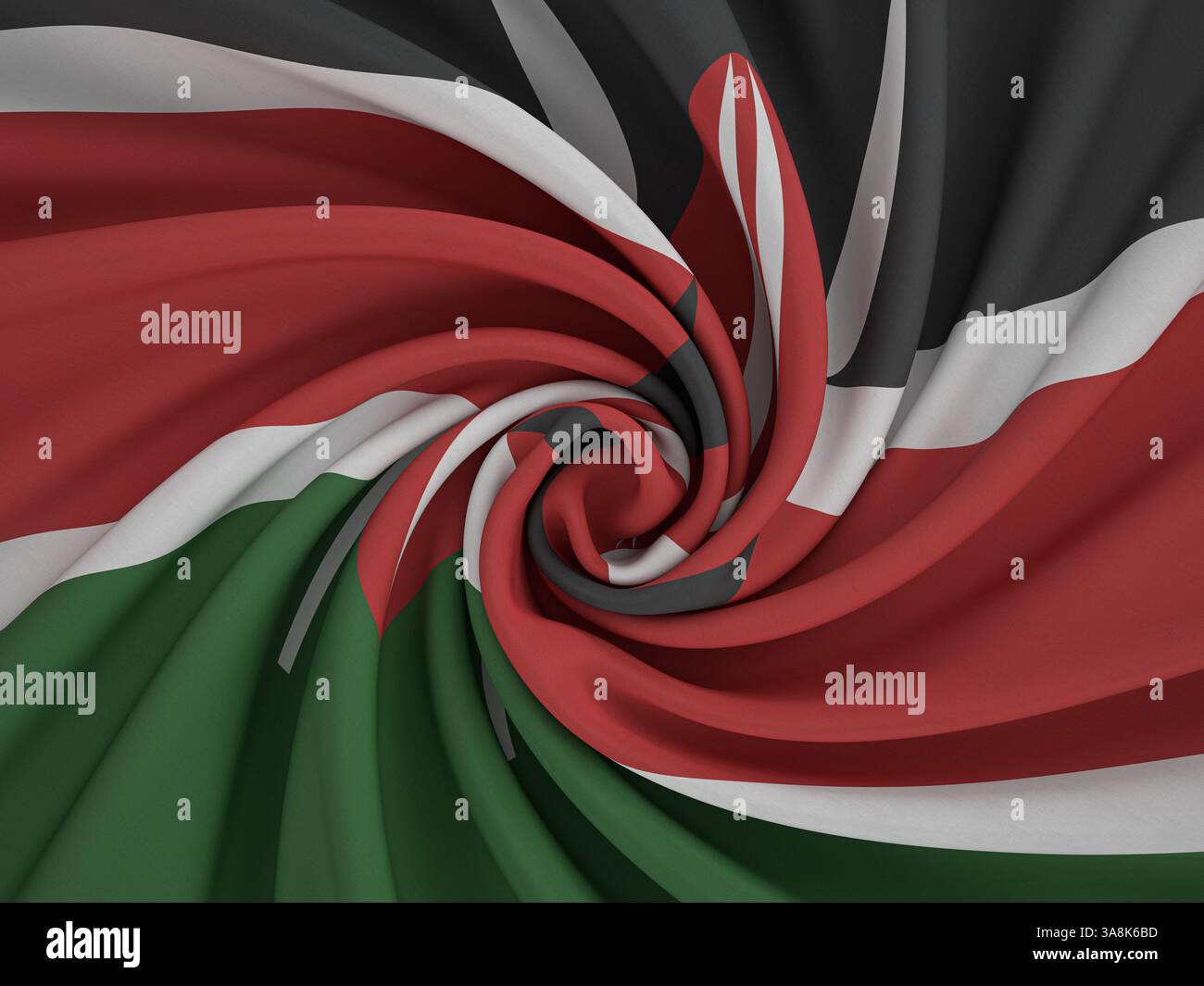 Twisted textile Kenya flag background. 3d illustration Stock Photo - Alamy