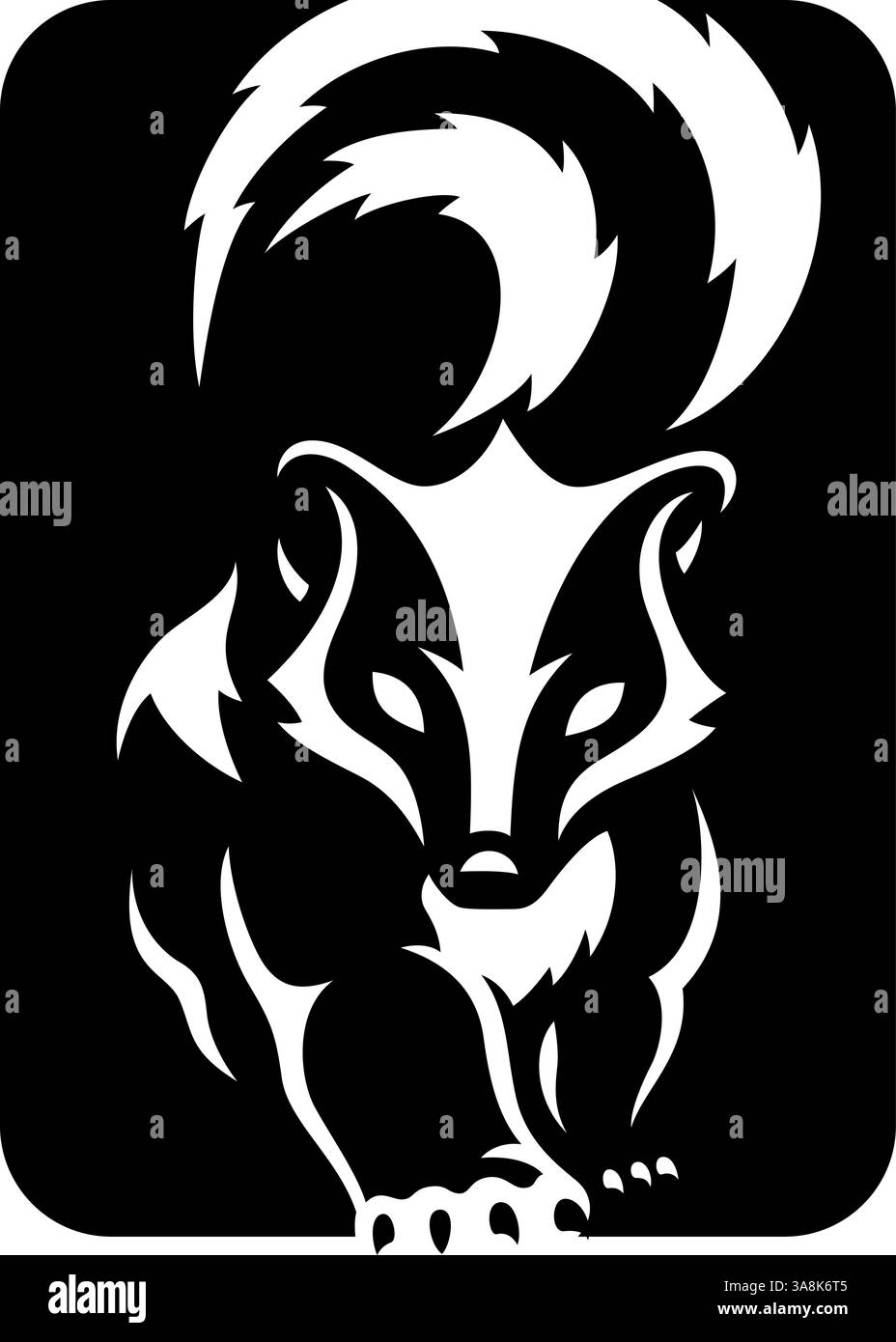 Simple Illustration of Walking Skunk Front View Stock Vector Image ...
