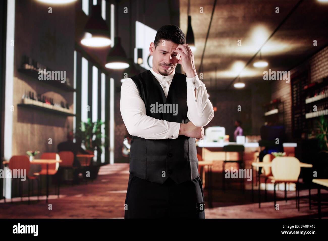 Sad bartender in cafe hi-res stock photography and images - Alamy