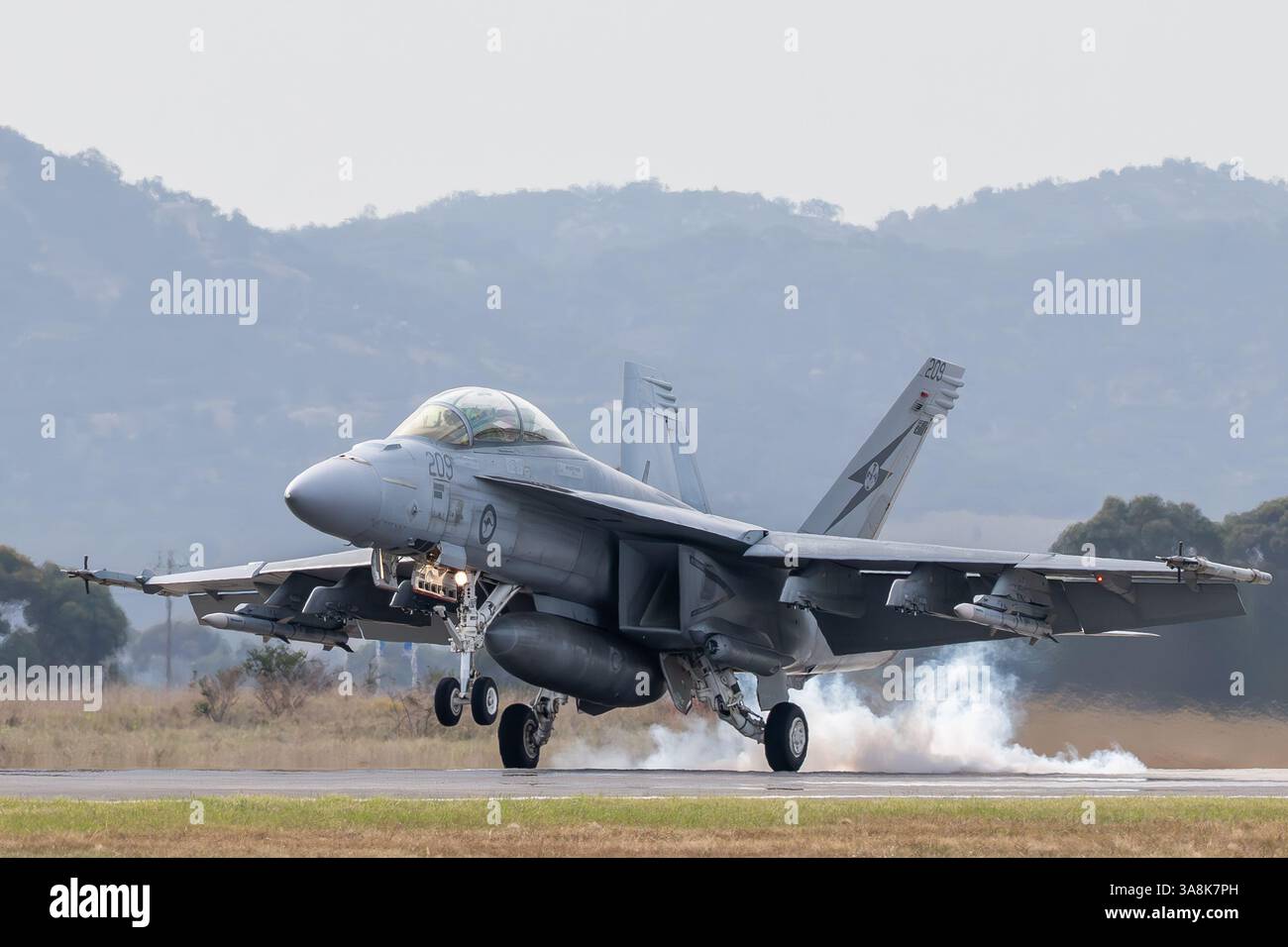 F/A-18F Super Hornet seen landing during the Avalon Airshow 2025. Avalon Australian ...