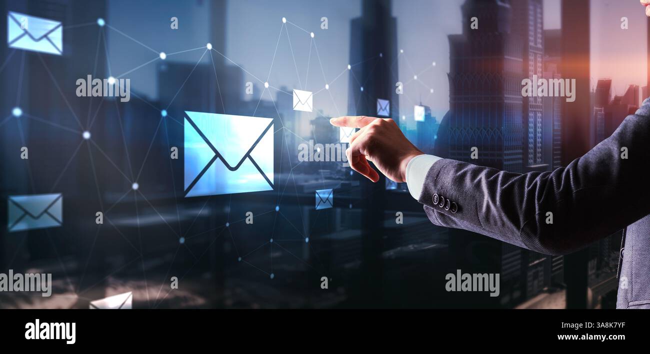Email connections digital concept. Sending and receiving emails Stock ...