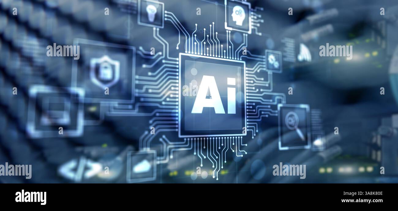 Artificial Intelligence Processor Concept. Abstract server background Stock Photo - Alamy