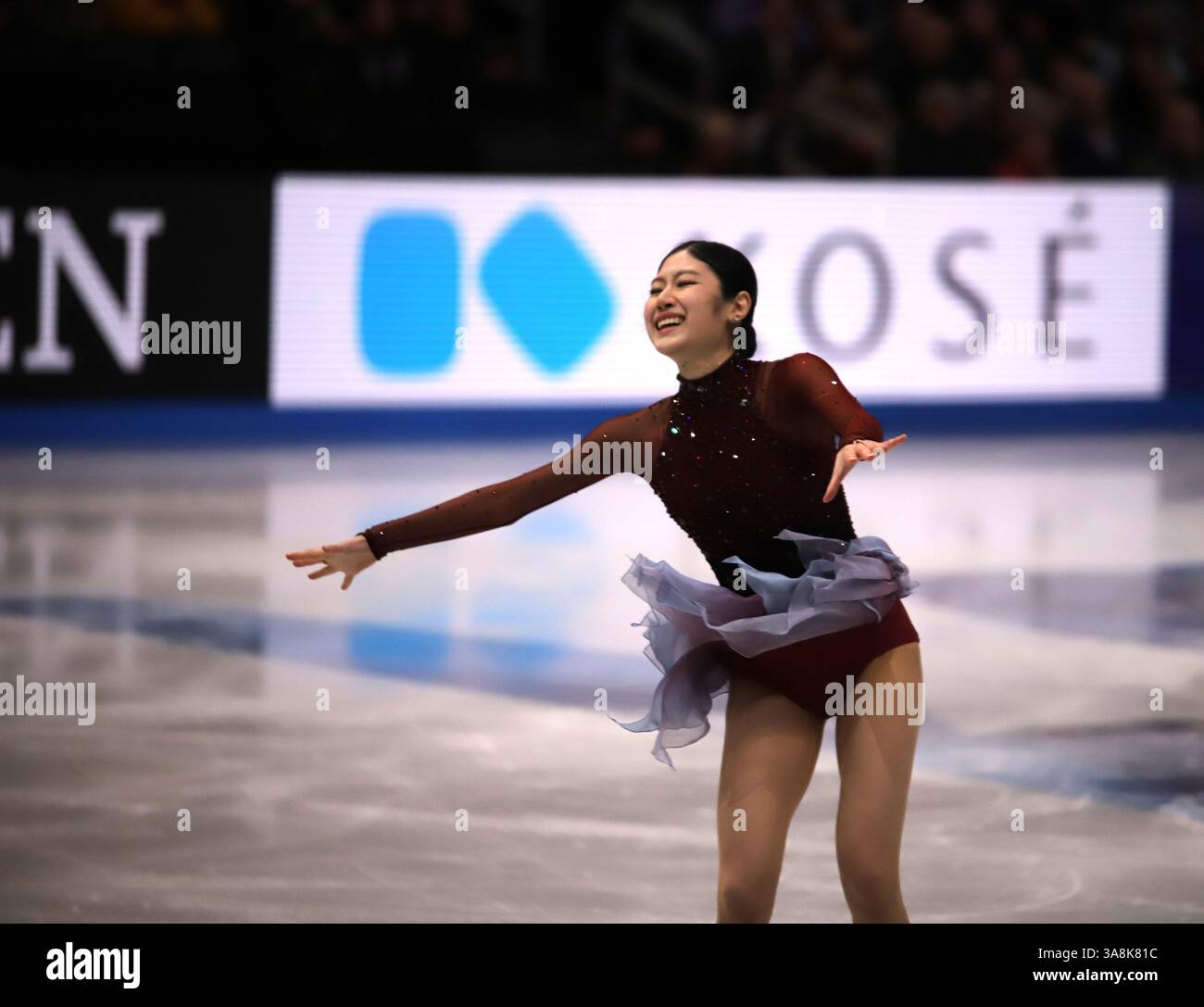 Boston,. MA. March 28, 2025. Korea's Haein Leefree skate at the World ...