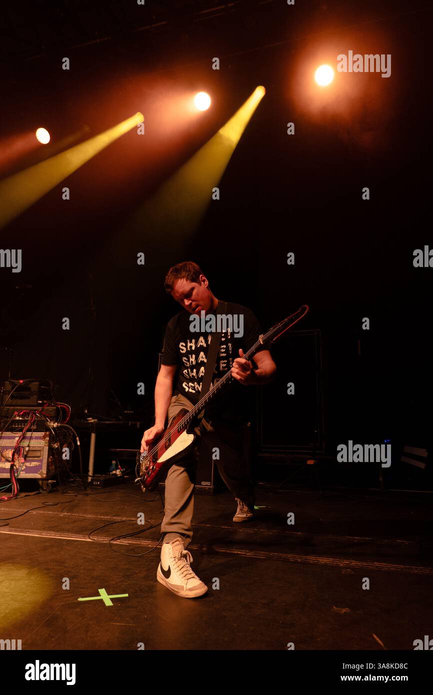 Cambridge, UK, 28 March, 2025. Ash in concert. Pictured left to right ...
