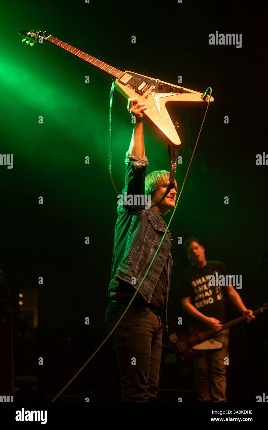 Cambridge, UK, 28 March, 2025. Ash in concert. Pictured left to right ...