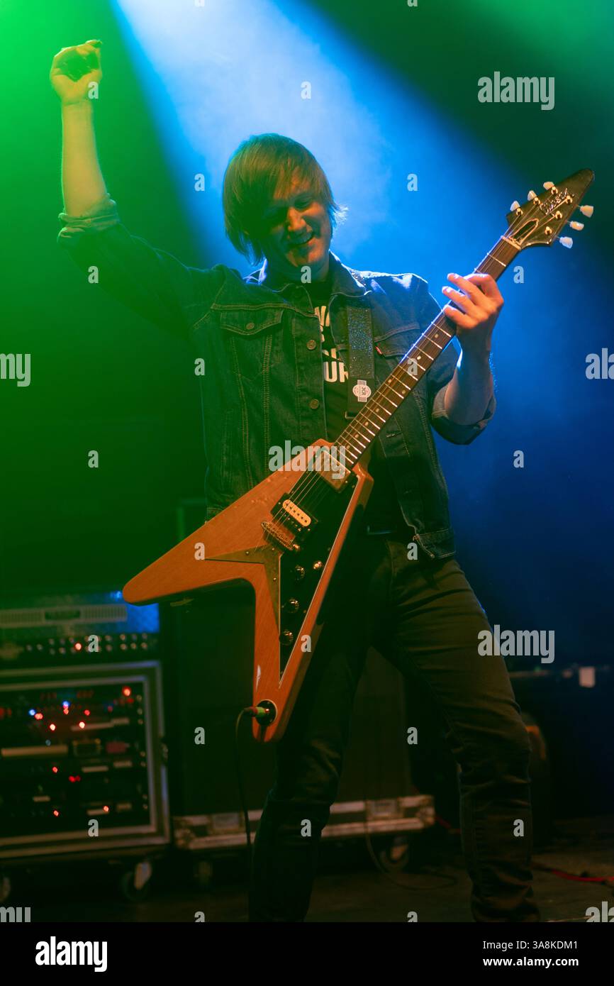 Cambridge, UK, 28 March, 2025. Ash in concert. Pictured left to right ...