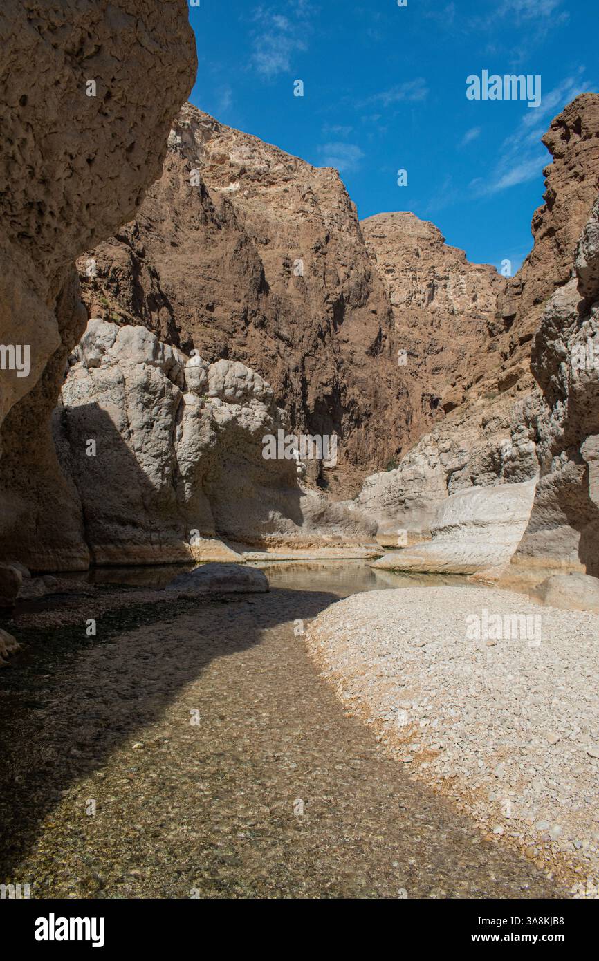 Oman, Middle East: Wadi Shab, narrow canyon of crystal clear water ...