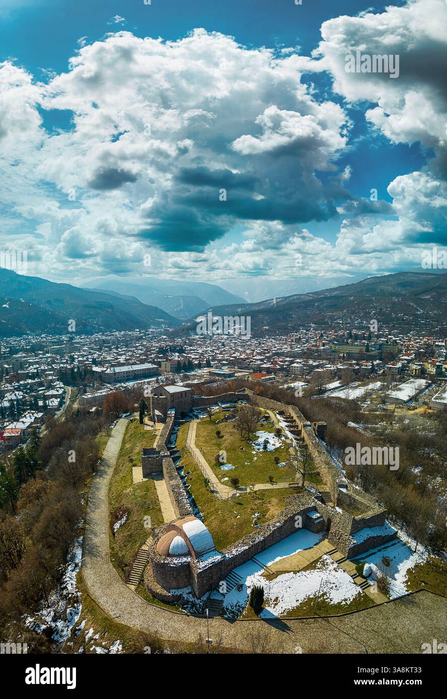 Ruins of ancient Byzantine fortress Peristera overlooking a scenic ...
