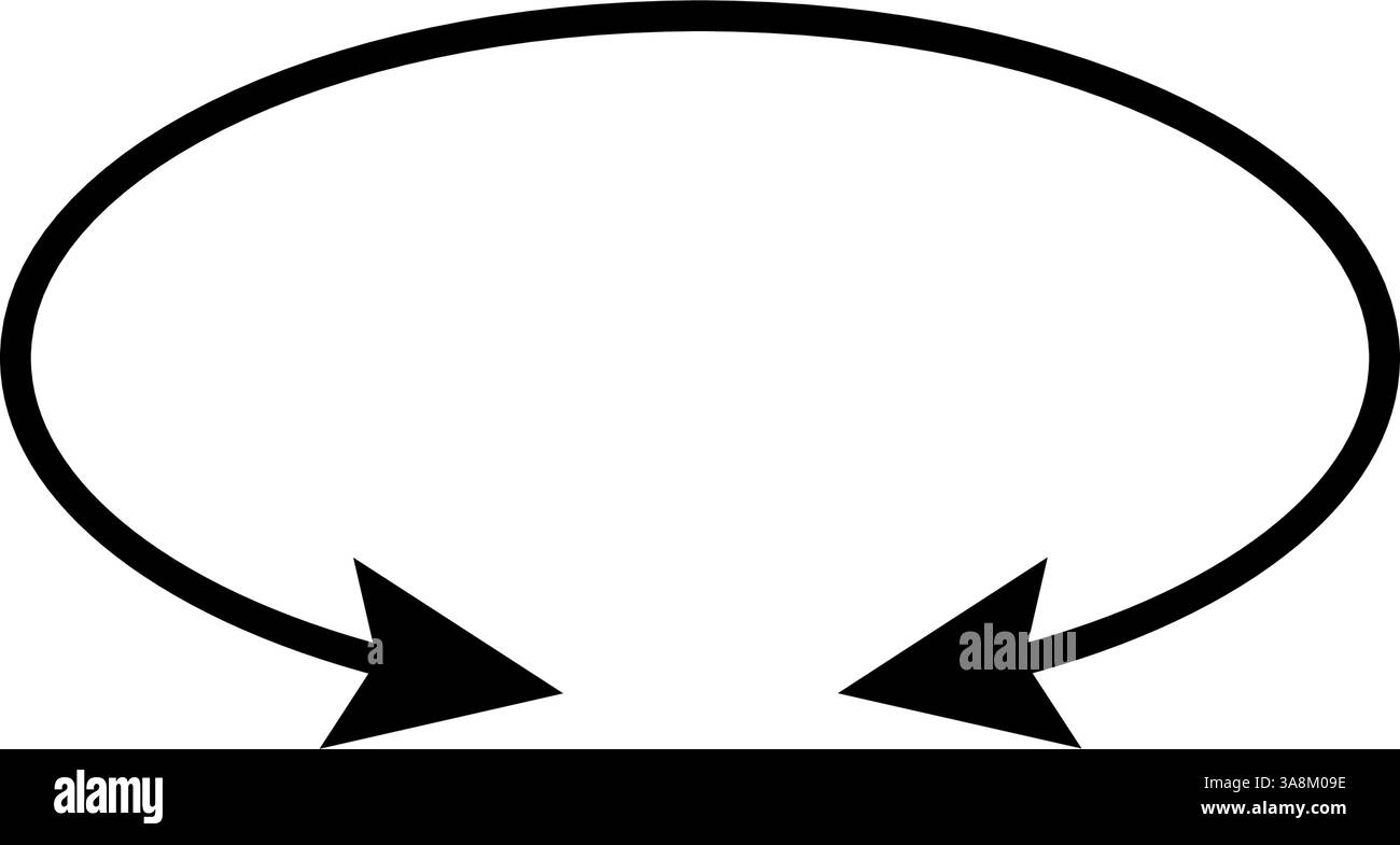 Oval circle double arrow icon. Ellipse orbit line arrow symbol. Oval ...